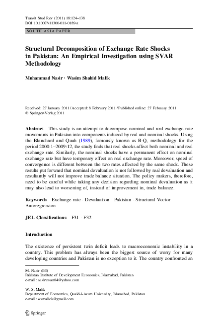 (PDF) Structural Decomposition of Exchange Rate Shocks in Pakistan: An ...