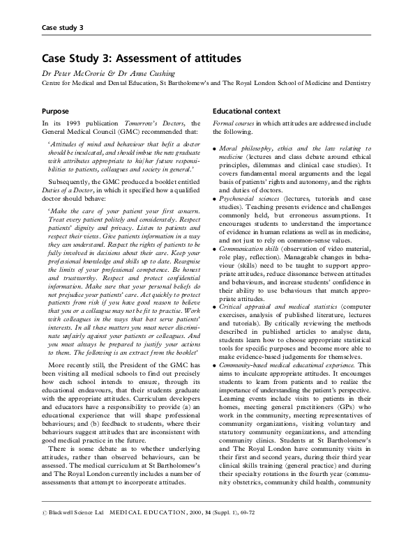 (PDF) Case Study 3: Assessment of attitudes