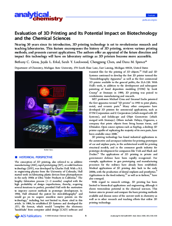 (PDF) Evaluation of 3D Printing and Its Potential Impact on ...