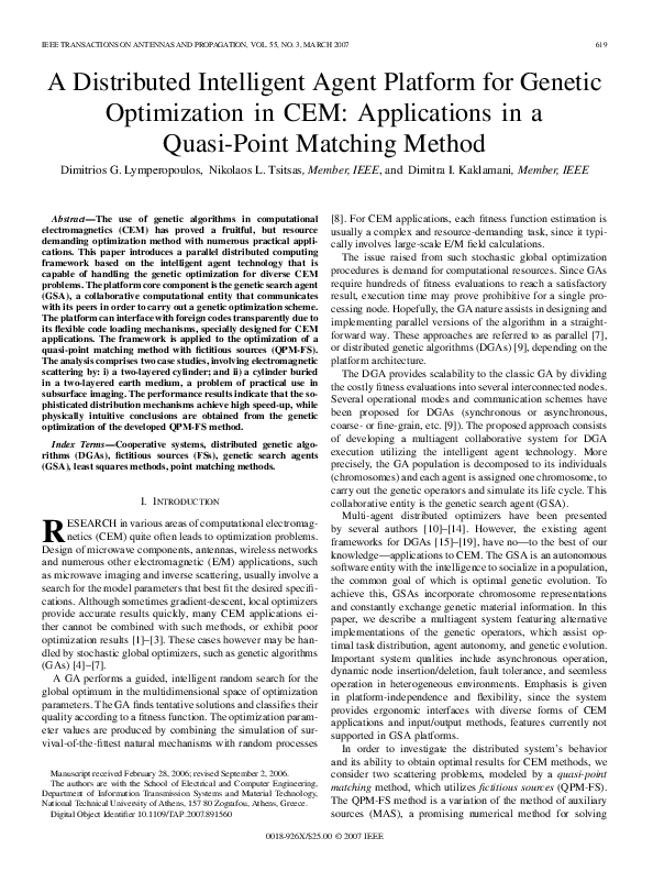 (PDF) A Distributed Intelligent Agent Platform for Genetic Optimization in CEM: Applications in ...