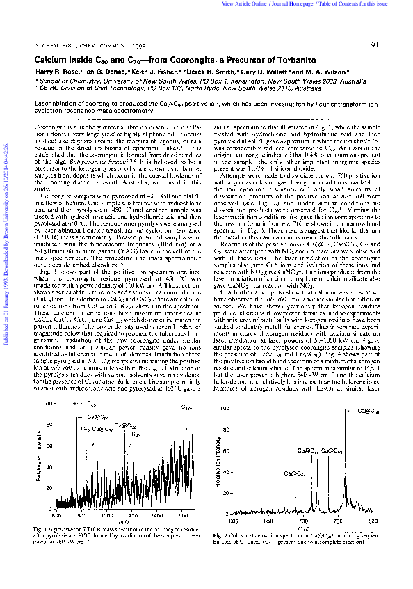 (PDF) Calcium inside C60 and C70?from coorongite, a precursor of torbanite