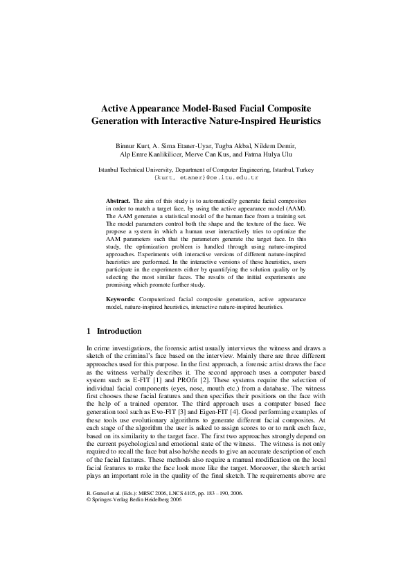 (PDF) Active Appearance Model-Based Facial Composite Generation with Interactive Nature-Inspired ...