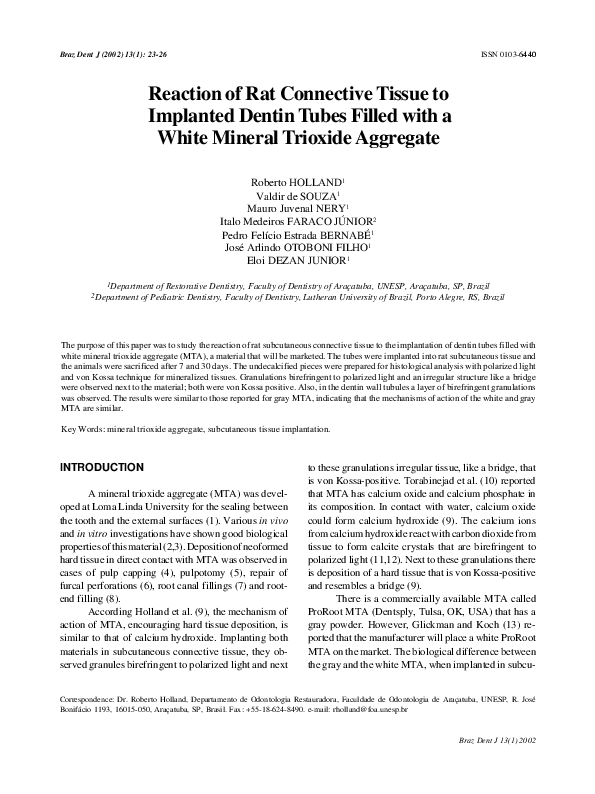 (PDF) Reaction of rat connective tissue to implanted dentin tubes ...