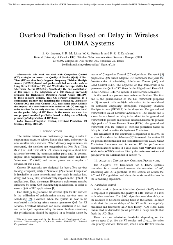 Pdf Overload Prediction Based On Delay In Wireless Ofdma Systems