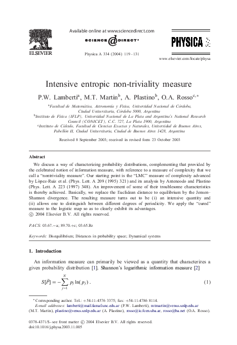 (PDF) Intensive entropic non-triviality measure