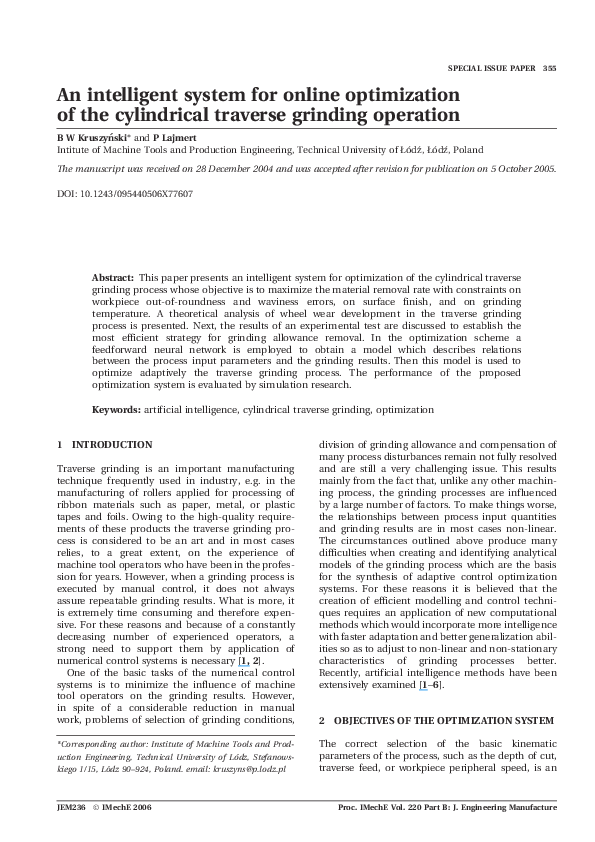 (PDF) An Intelligent System for Online Optimization of the Cylindrical ...