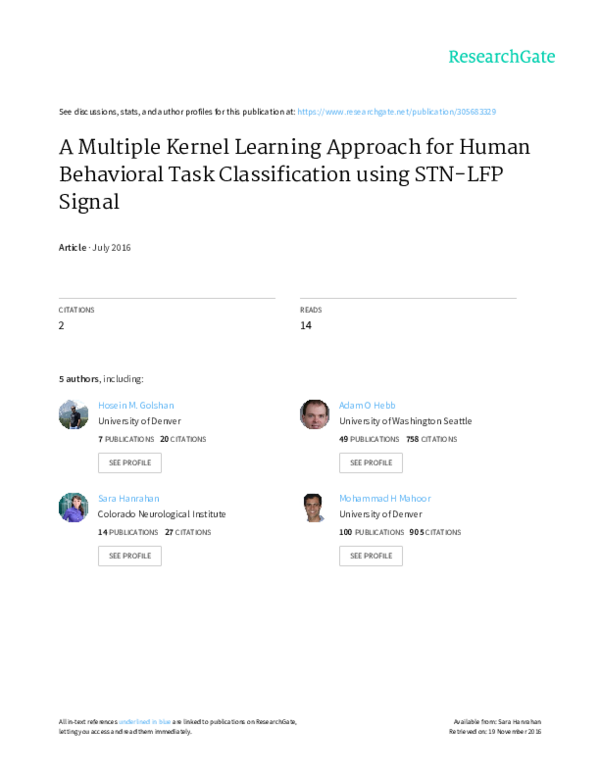 (PDF) A Multiple Kernel Learning Approach for Human Behavioral Task Classification using STN-LFP ...