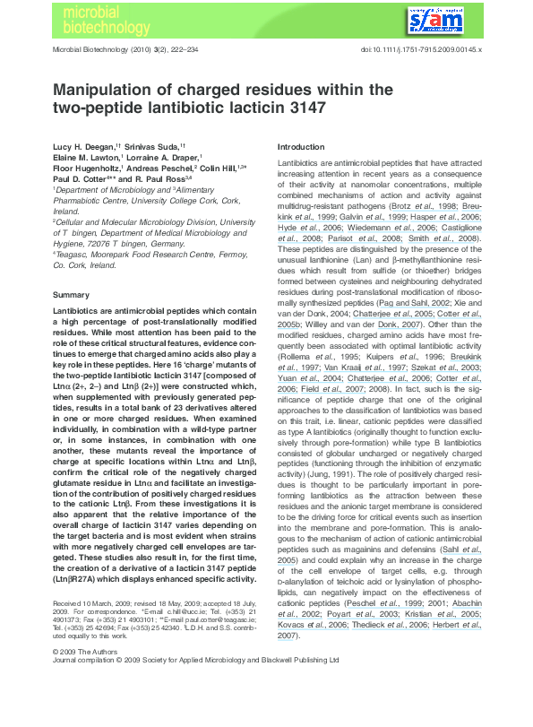 (PDF) Manipulation of charged residues within the two-peptide ...