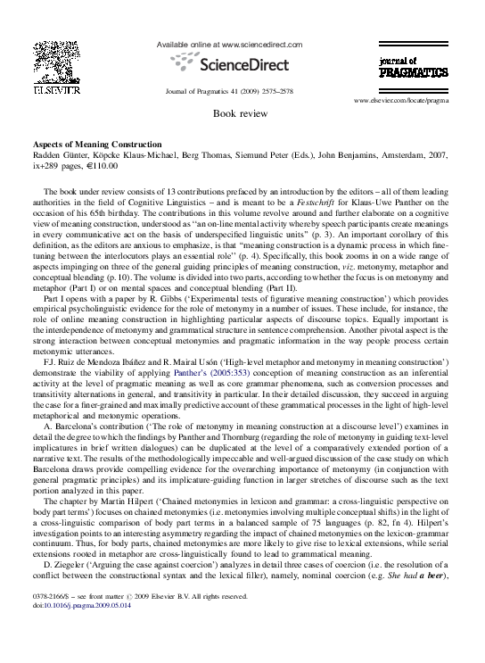 (PDF) Aspects of Meaning Construction