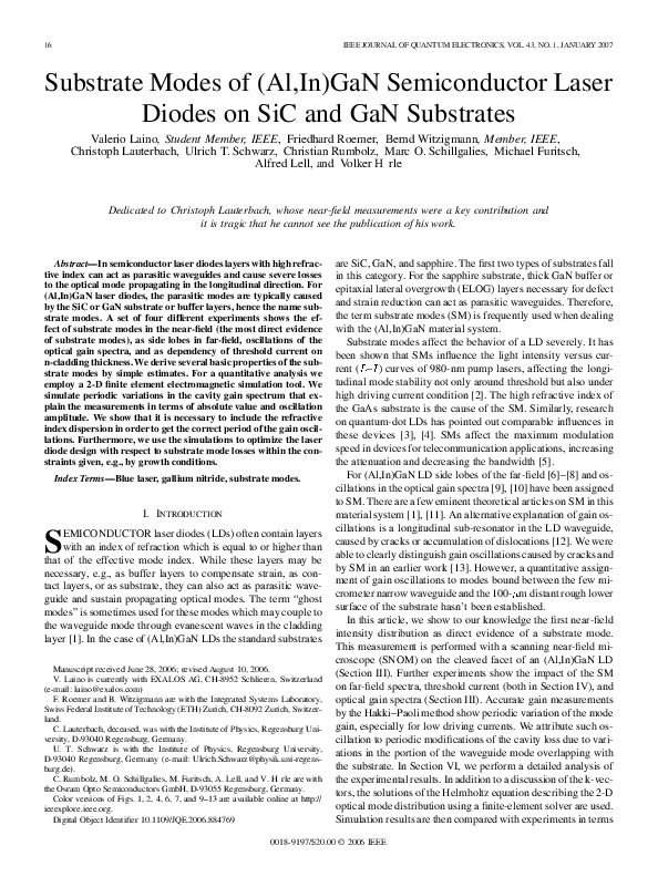 (PDF) Substrate Modes of (Al,In)GaN Semiconductor Laser Diodes on SiC ...