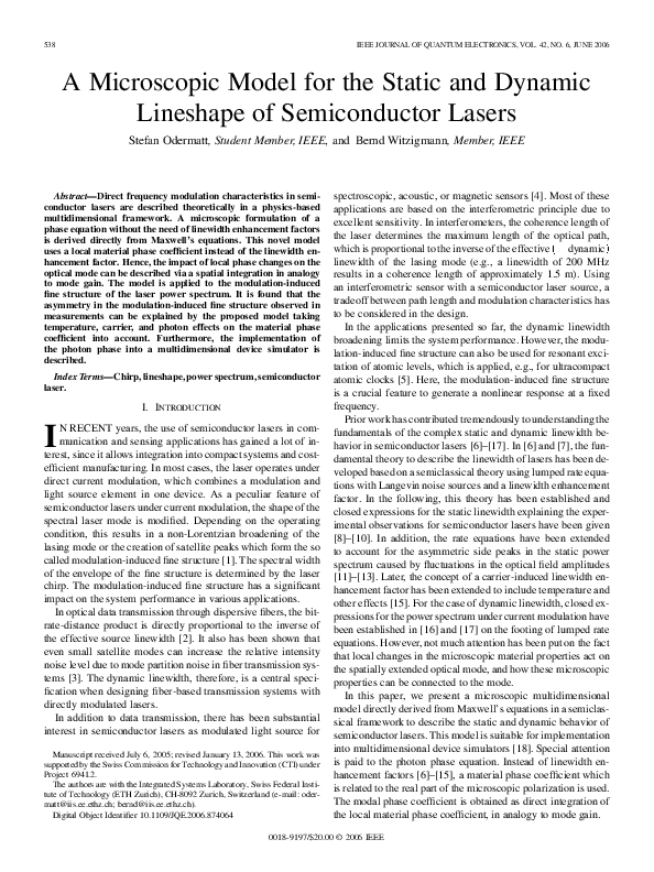 (PDF) A Microscopic Model for the Static and Dynamic Lineshape of ...