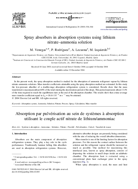 (PDF) Spray absorbers in absorption systems using lithium nitrate ...