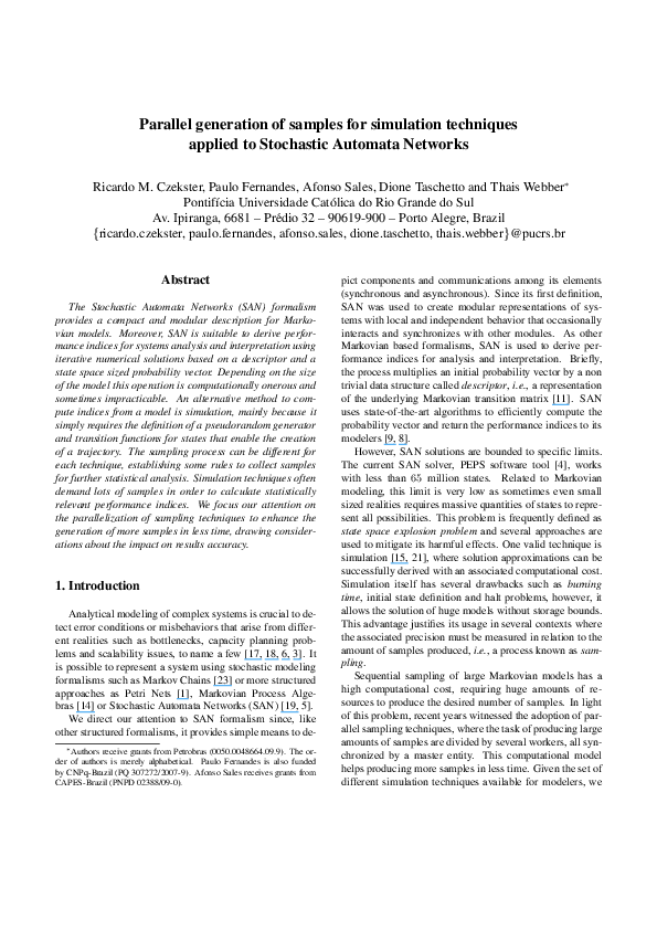 Pdf Parallel Generation Of Samples For Simulation Techniques Applied