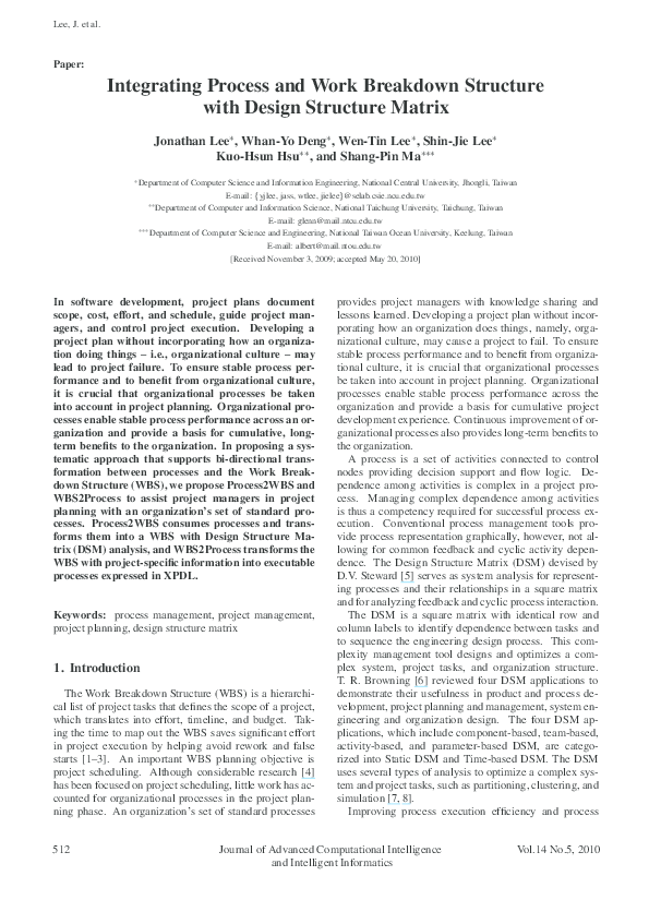 (PDF) Integrating Process and Work Breakdown Structure with Design ...