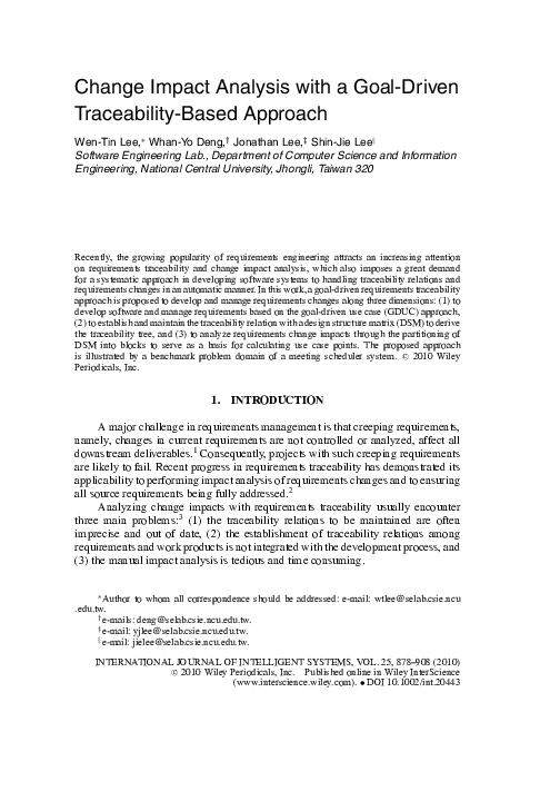 (PDF) Change impact analysis with a goal-driven traceability-based approach