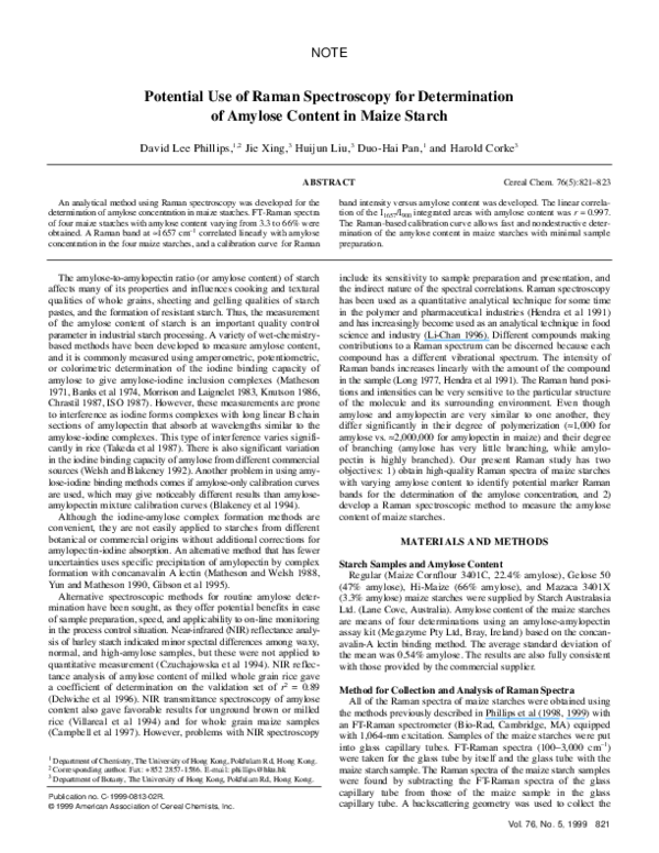 (PDF) Potential Use of Raman Spectroscopy for Determination of Amylose ...