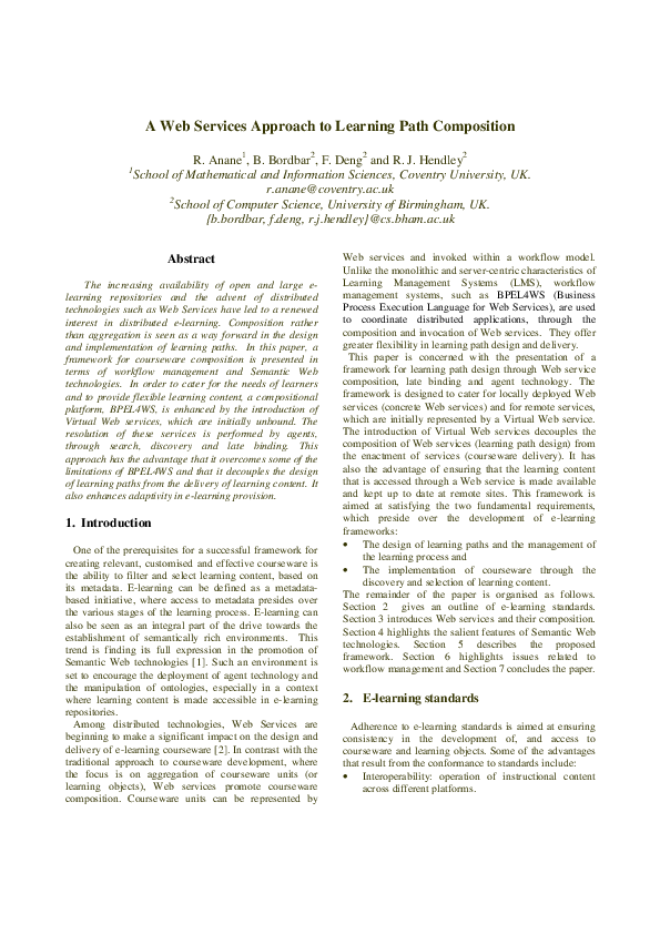 (PDF) A Web Services Approach to Learning Path Composition