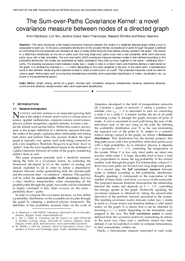 Pdf The Sum Over Paths Covariance Kernel A Novel Covariance Measure Between Nodes Of A