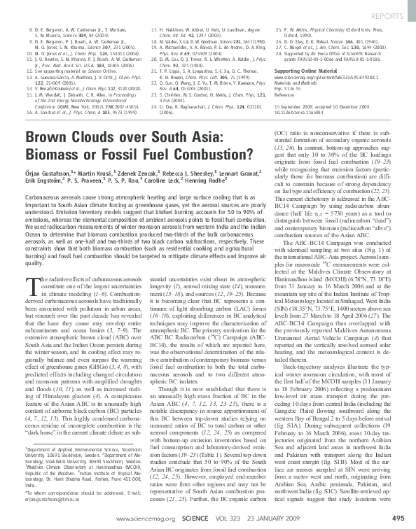 (PDF) Brown Clouds over South Asia: Biomass or Fossil Fuel Combustion?