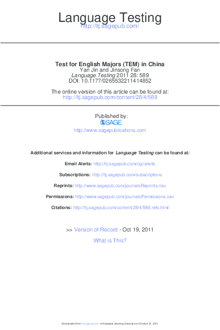 (PDF) Test for English Majors (TEM) in China