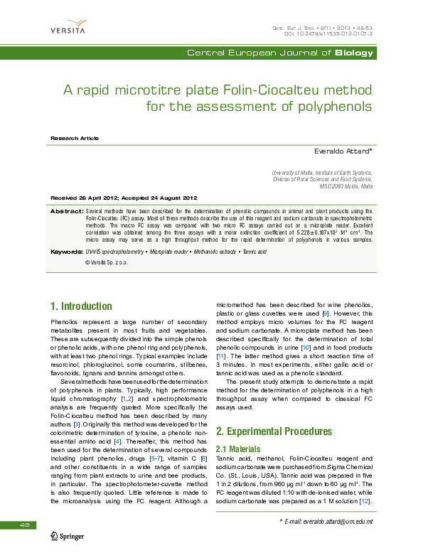 (PDF) A rapid microtitre plate Folin-Ciocalteu method for the ...