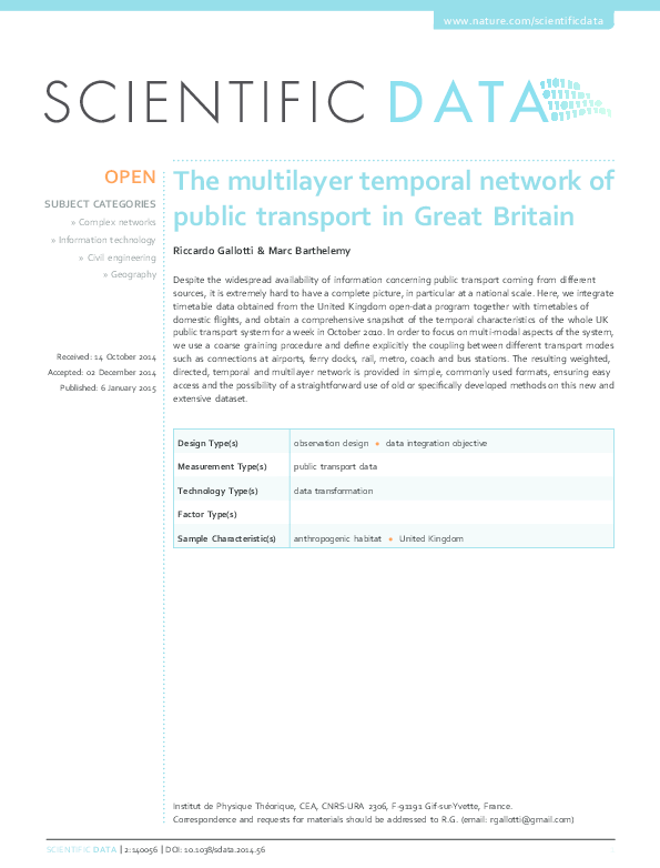 (PDF) The multilayer temporal network of public transport in Great Britain