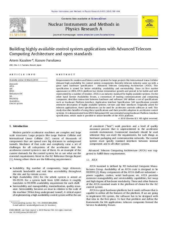 (PDF) Building highly available control system applications with ...