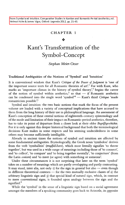 (PDF) Kant's transformation of the symbol-concept, in: Symbol and ...