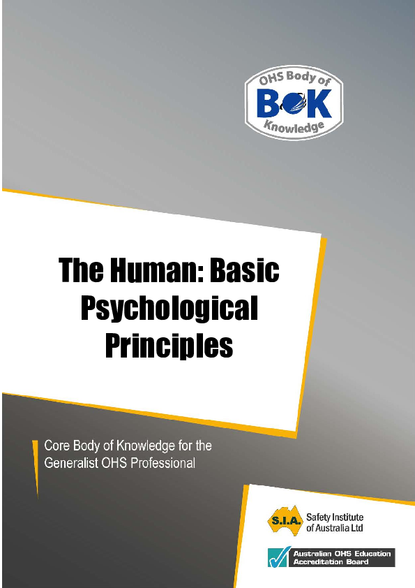 (PDF) OHS Body of Knowledge The Human: Basic Psychological Principles ...