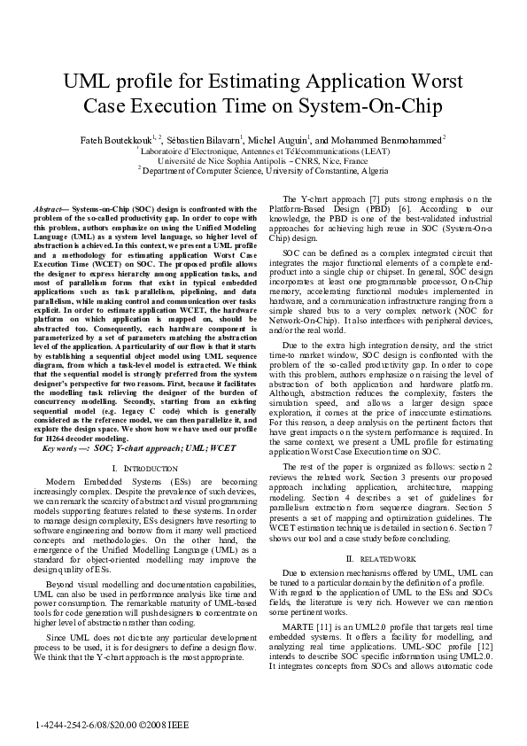 Pdf Uml Profile For Estimating Application Worst Case Execution Time
