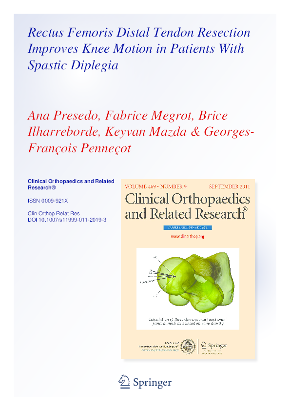 (PDF) Rectus Femoris Distal Tendon Resection Improves Knee Motion in ...