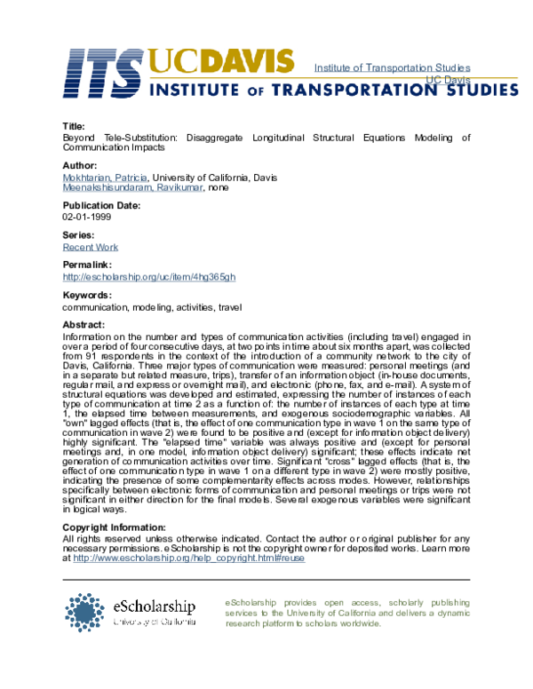 (PDF) Beyond tele-substitution: disaggregate longitudinal structural ...