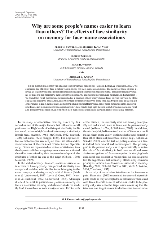 (PDF) Why are some people’s names easier to learn than others? The ...