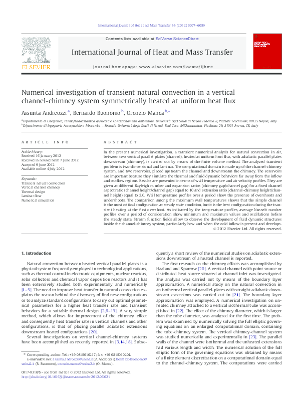 (PDF) Numerical Investigation of Transient Natural Convection in a Horizontal Channel Heated ...