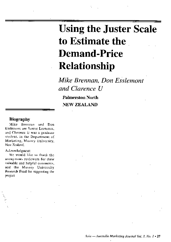 (PDF) Using the Juster Scale to Estimate the Demand-Price Relationship