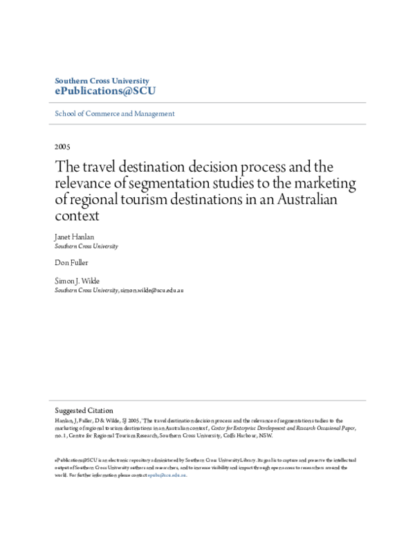 (PDF) The travel destination decision process and the relevance of ...