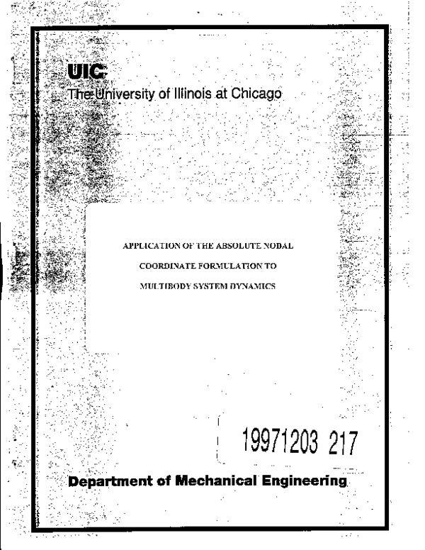 Pdf Application Of The Absolute Nodal Coordinate Formulation To Large