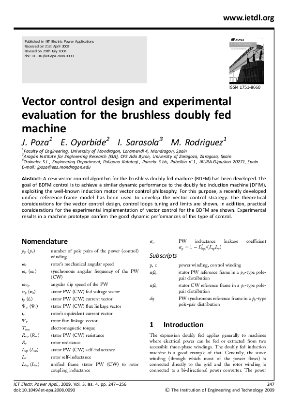 (PDF) Vector control design and experimental evaluation for the ...