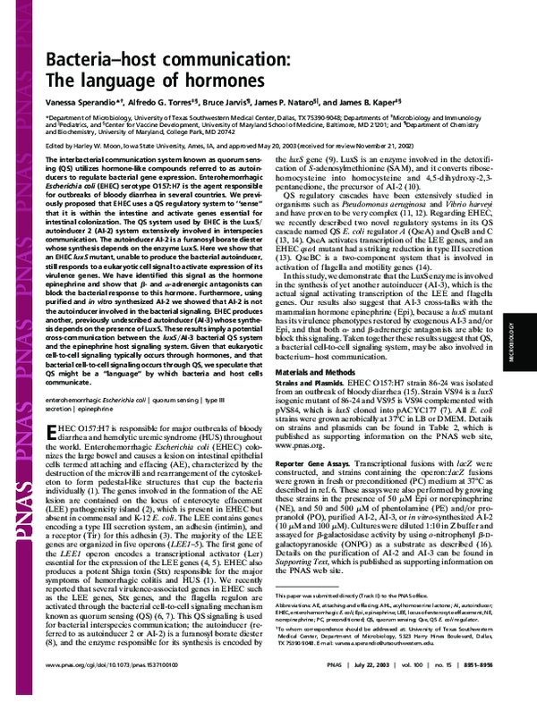 (PDF) Bacteria–host communication: the language of hormones