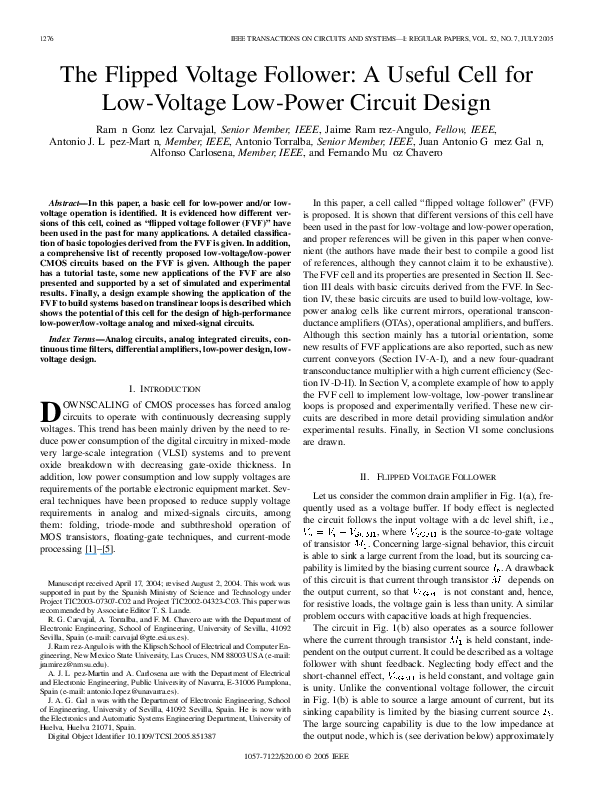 (PDF) The flipped voltage follower: a useful cell for low-voltage low ...
