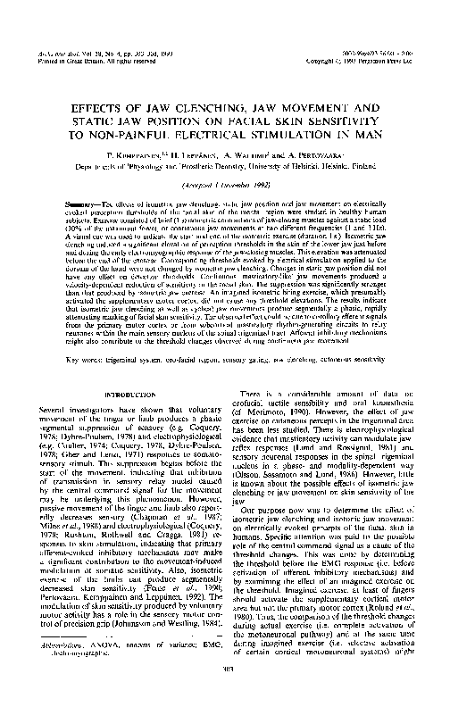 (PDF) Effects of jaw clenching, jaw movement and static jaw position on ...
