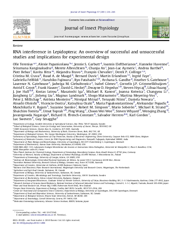(PDF) RNA interference in Lepidoptera: An overview of successful and ...