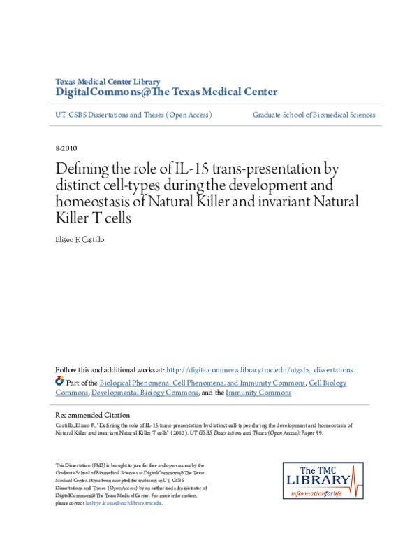 (PDF) Defining the role of IL-15 trans-presentation by distinct cell ...