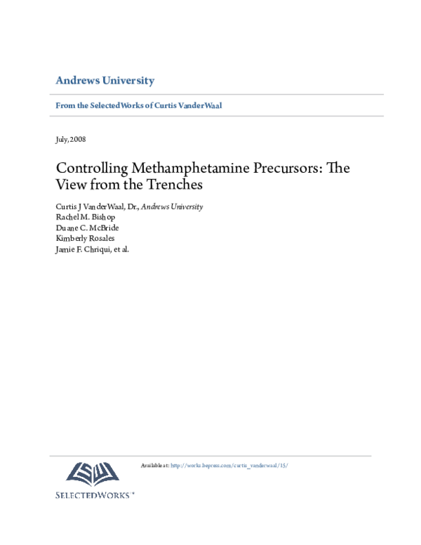 (PDF) Controlling methamphetamine precursors: The view from the trenches