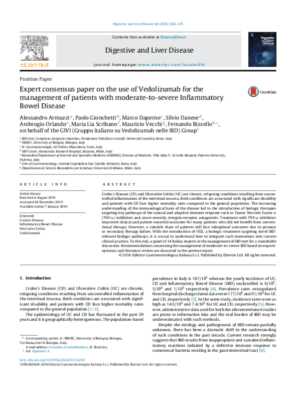 (PDF) Expert consensus paper on the use of Vedolizumab for the ...