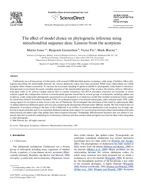(PDF) The effect of model choice on phylogenetic inference using mitochondrial sequence data ...