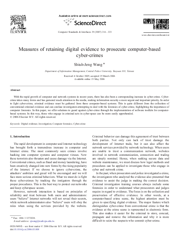 (PDF) Measures of retaining digital evidence to prosecute computer ...