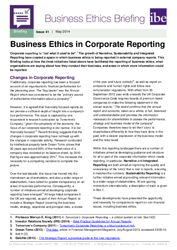 (PDF) ethics in business Reporting