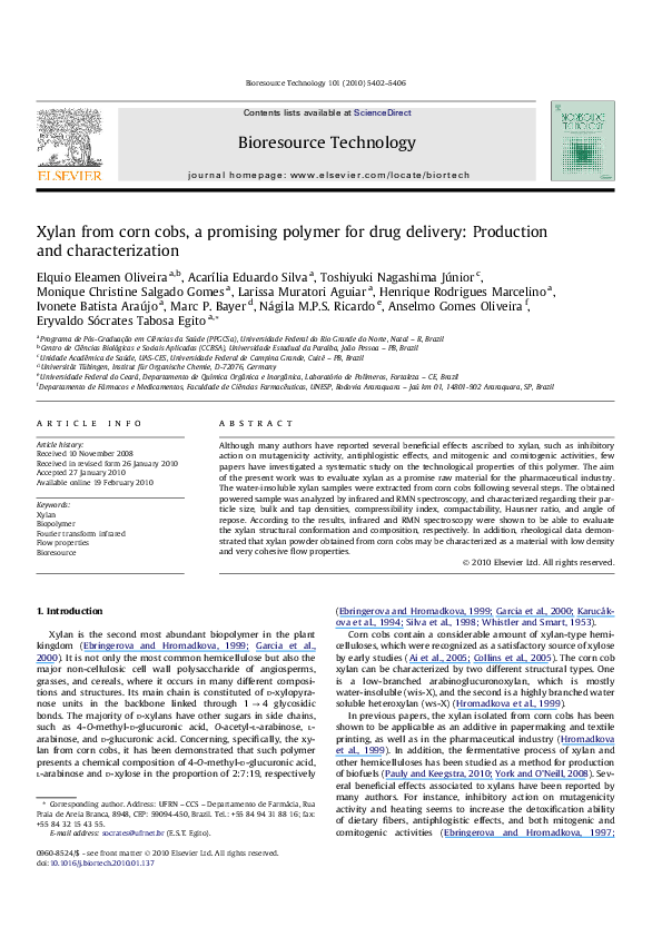 (PDF) Xylan from corn cobs, a promising polymer for drug delivery ...