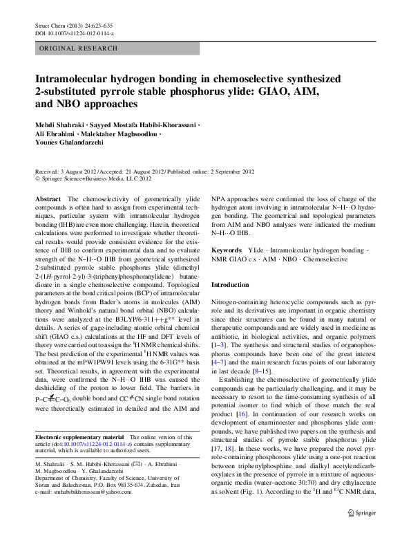 (PDF) Intramolecular hydrogen bonding in chemoselective synthesized 2-substituted pyrrole stable ...